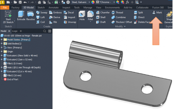 פקודת Mark - TeamCAD