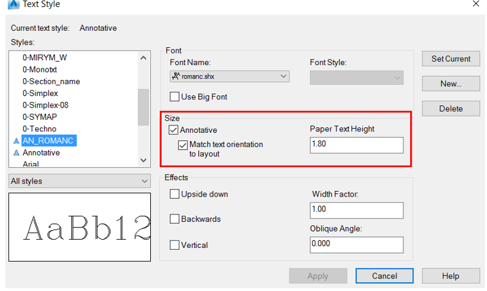 Annotative Text - TeamCAD