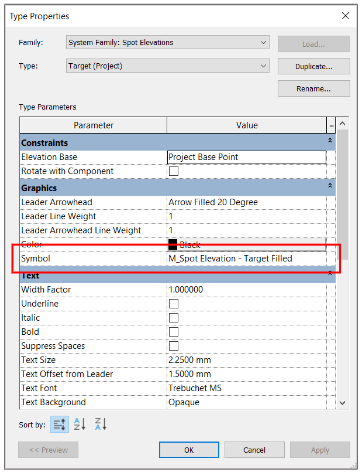 Spot elevation symbol - TeamCAD