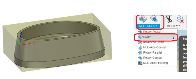 פונקציית SWARF בתוכנת TeamCAD -Fusion 360