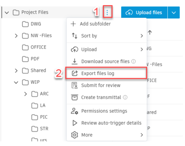 הפקת דו"ח של קבצים שנמצאים בפרויקט ב-ACC - TeamCAD