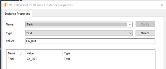 Instance Properties - TeamCAD