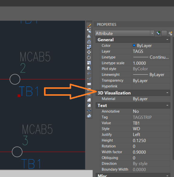 פקודת Properties - TeamCAD
